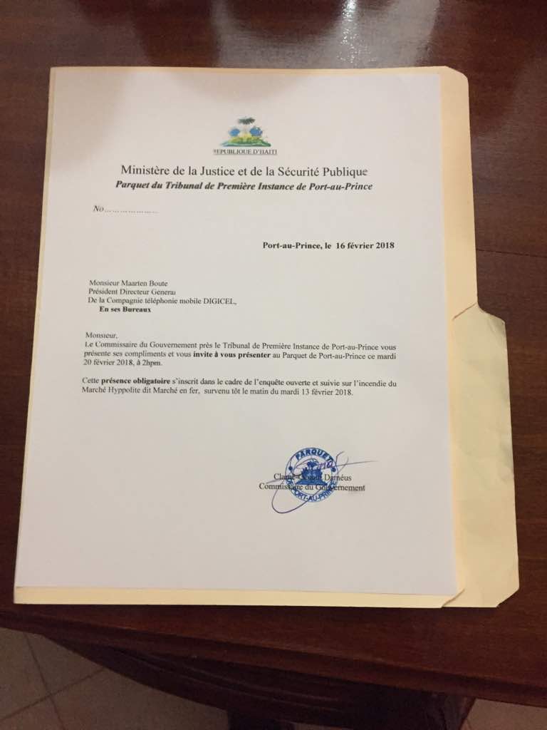 Incendie du marché Hyppolite : Maarten Boute invité au Parquet - Haiti24
