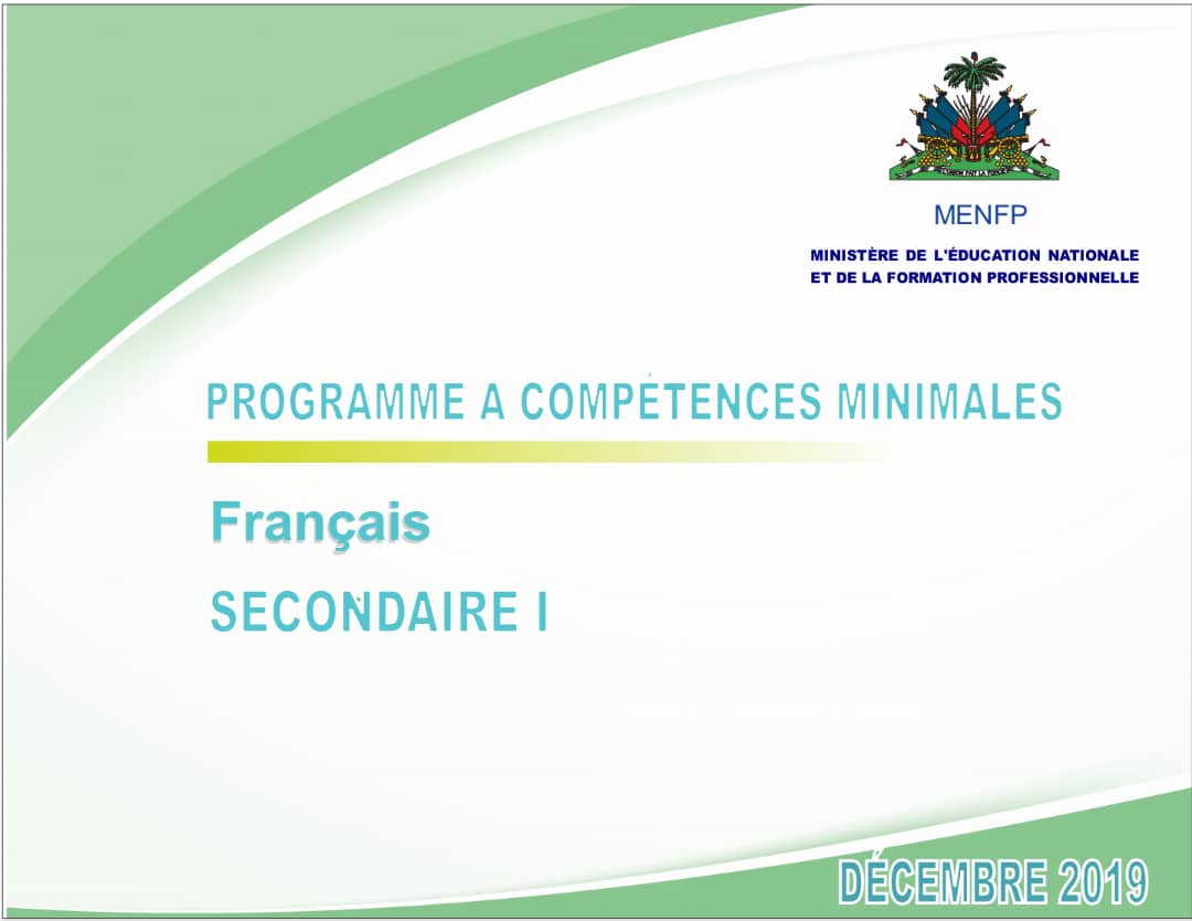 Le MENFP publie en version numérique les programmes à compétences ...